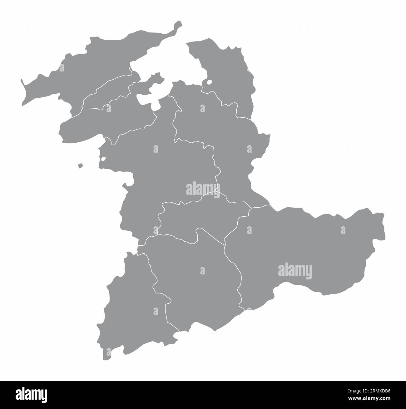 Bern Canton administrative map isolated on white background ...