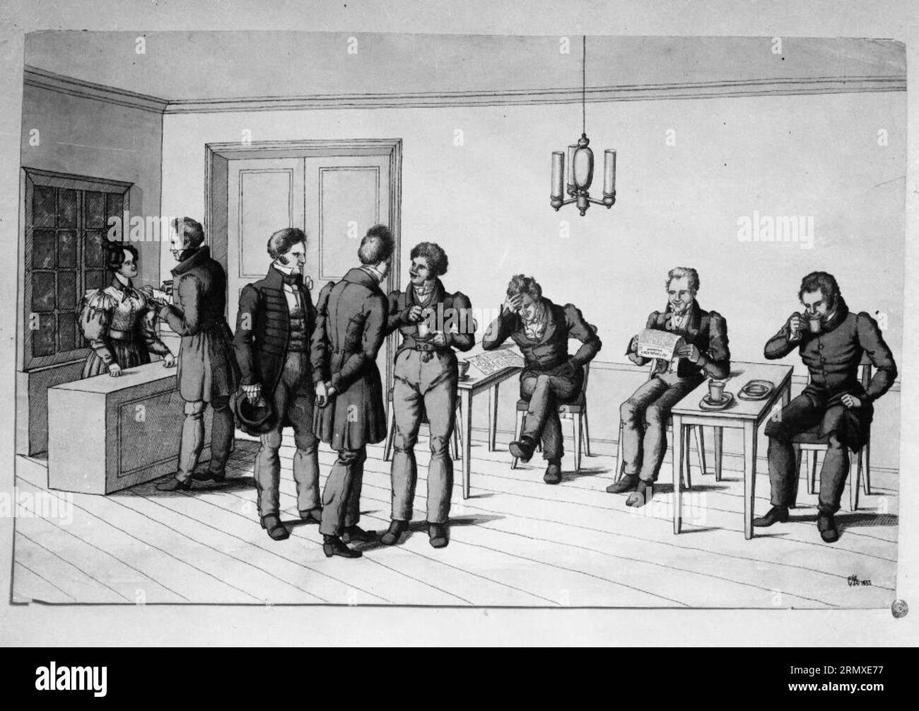 Kaféinteriör 1833 by Carl Johan Ljunggren Stock Photo - Alamy