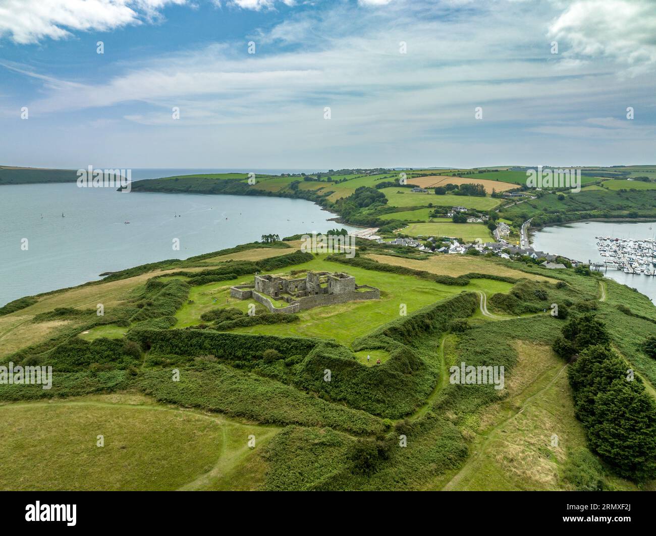 Aerial panorama view of James Fort across Kinsale Ireland, 16th century ...