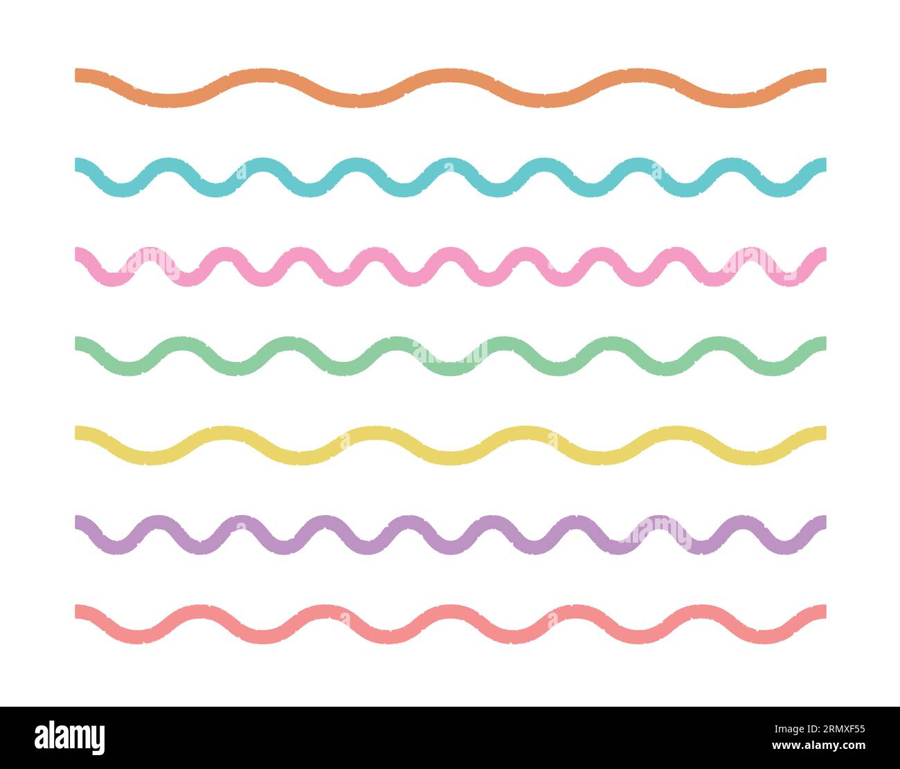 Wavy line set in white background. Simple color outline design element ...