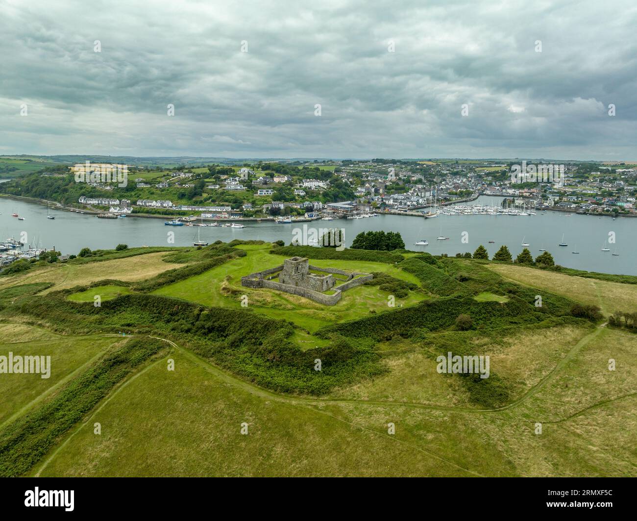 Aerial panorama view of James Fort across Kinsale Ireland, 16th century ...
