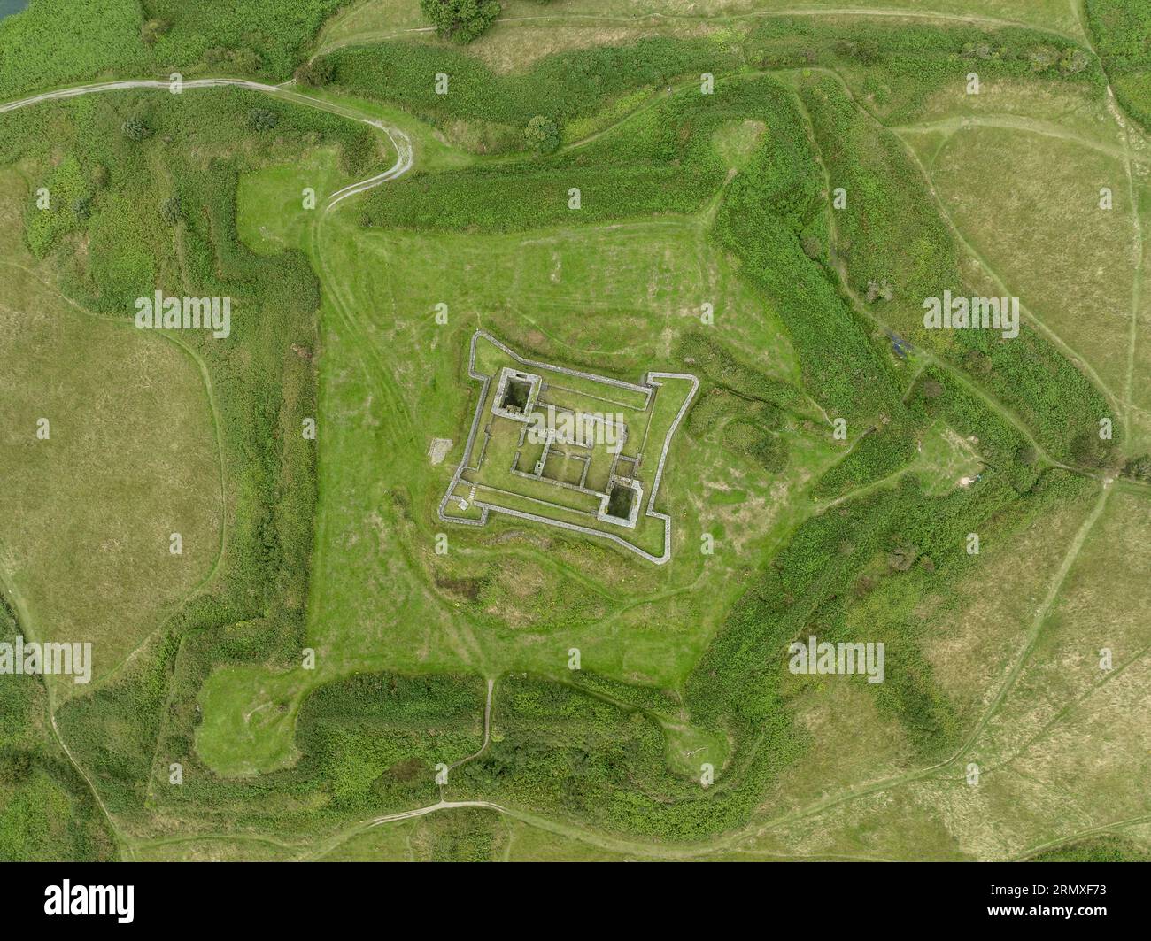 Aerial panorama view of James Fort across Kinsale Ireland, 16th century ...