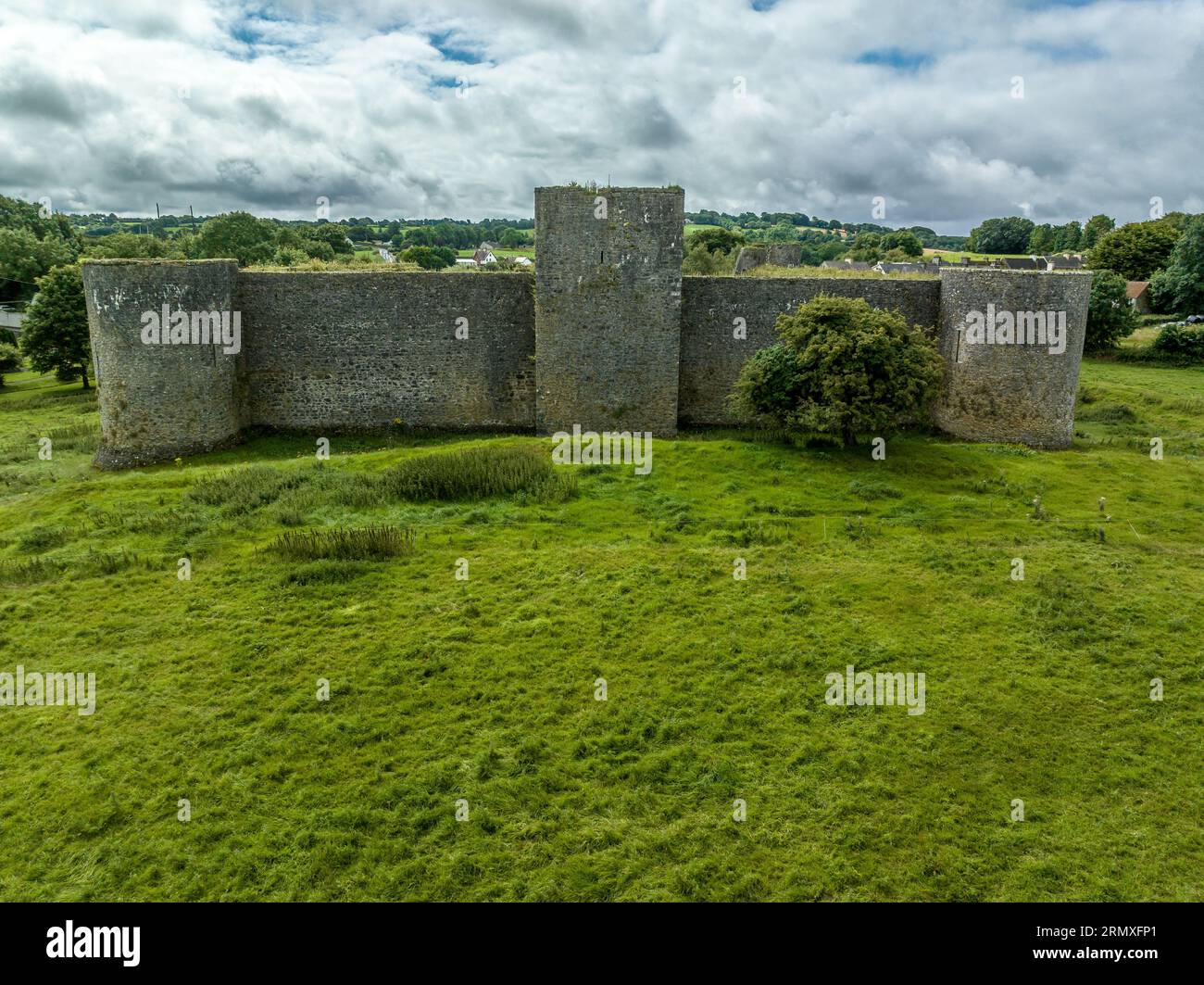Aerial view of Liscarroll Castle 13th-century Hiberno-Norman fortress ...