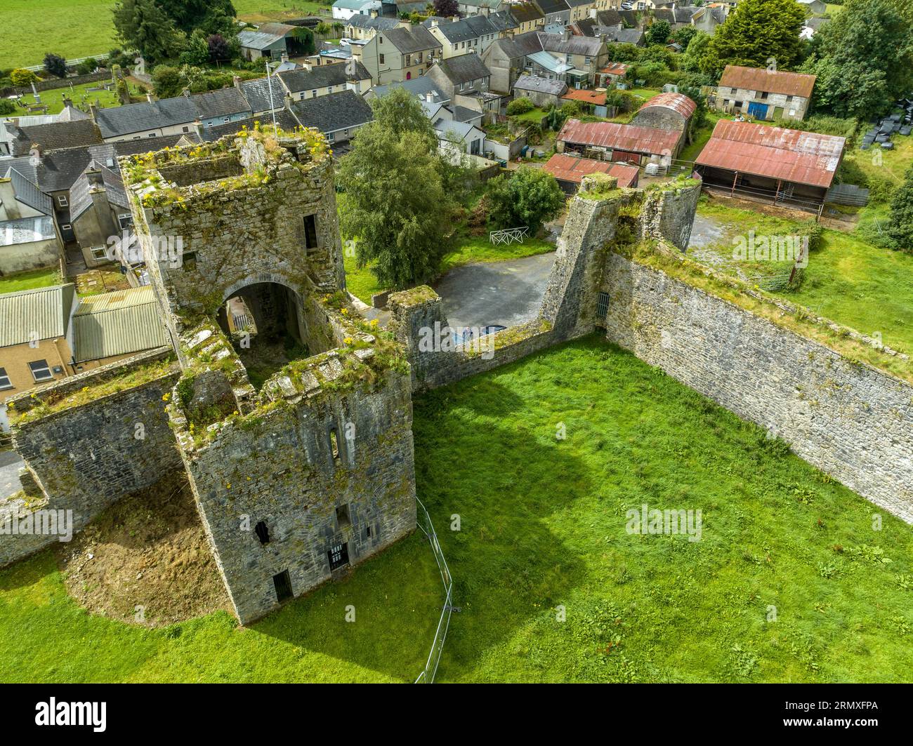 Aerial view of Liscarroll Castle 13th-century Hiberno-Norman fortress ...