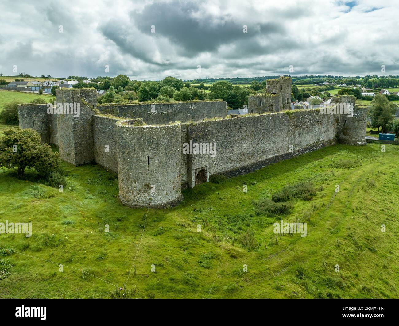 Aerial view of Liscarroll Castle 13th-century Hiberno-Norman fortress ...