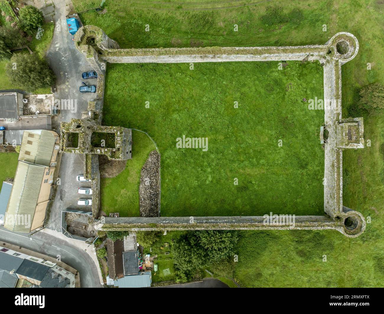 Aerial view of Liscarroll Castle 13th-century Hiberno-Norman fortress ...