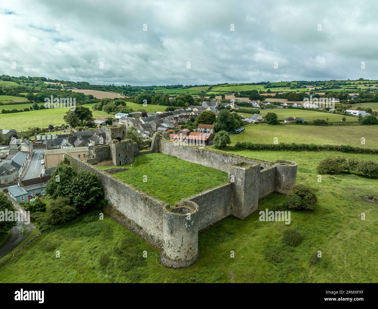 Aerial view of Liscarroll Castle 13th-century Hiberno-Norman fortress ...