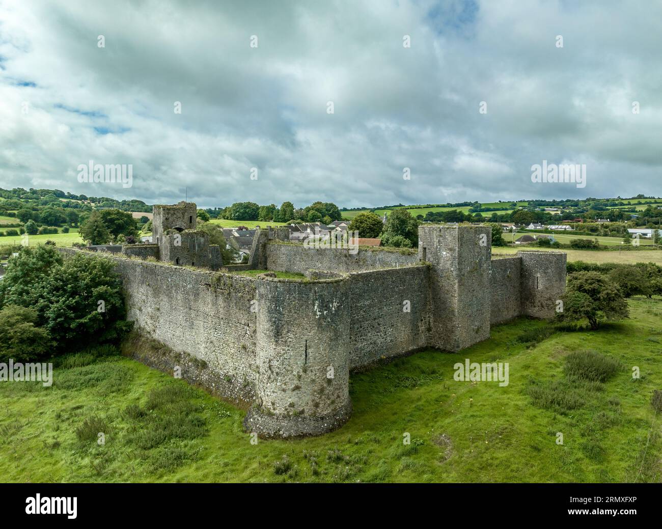 Aerial view of Liscarroll Castle 13th-century Hiberno-Norman fortress ...