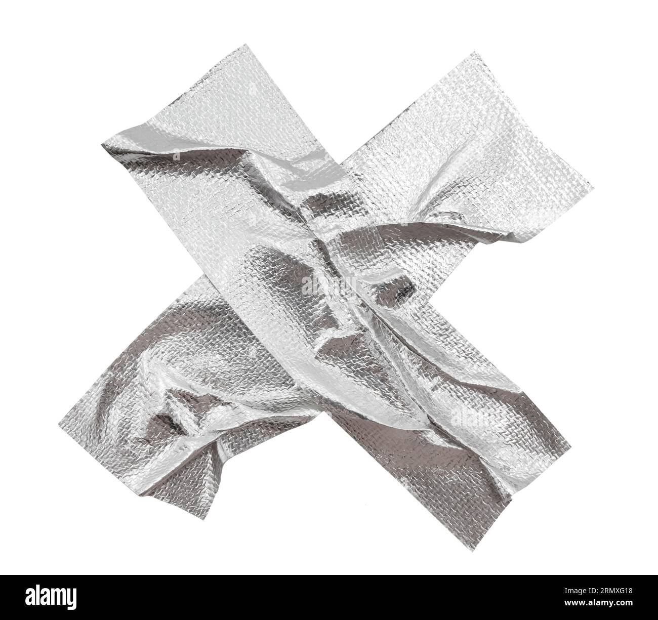 Tape or duct tape in the shape of a cross on a white background ...