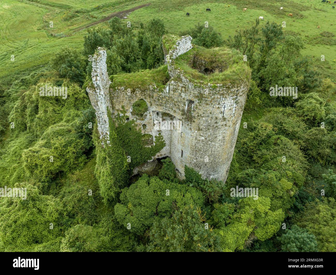 Aerial view of Lea Castle ruined medieval castle of the FitzGerald ...