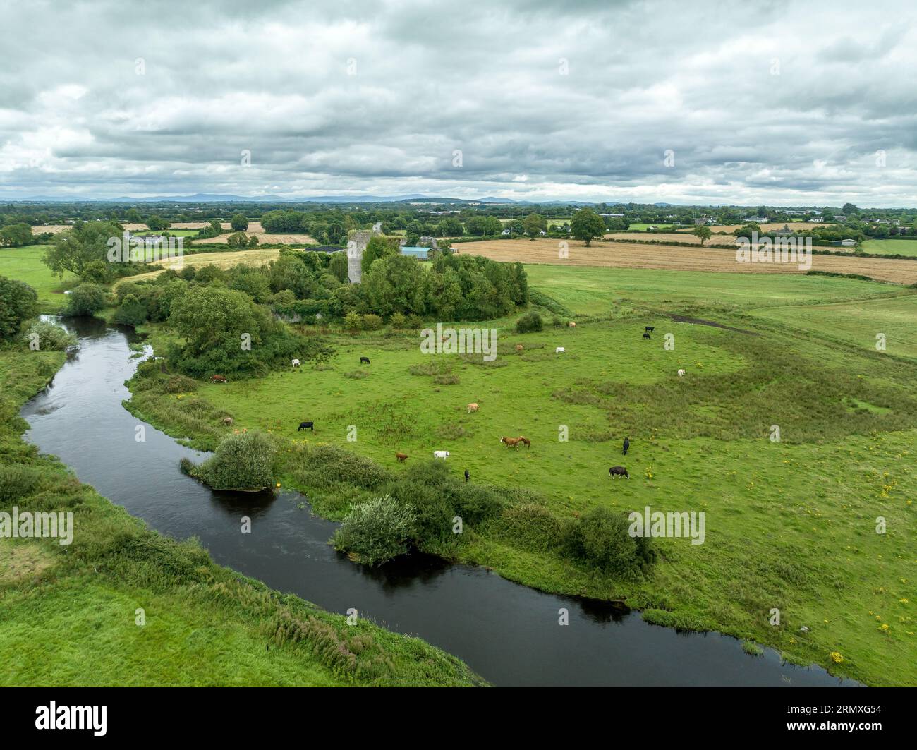 Aerial view of Lea Castle ruined medieval castle of the FitzGerald ...