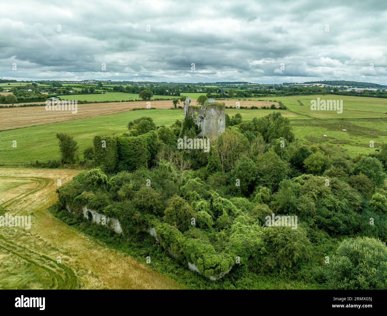 Aerial view of Lea Castle ruined medieval castle of the FitzGerald ...