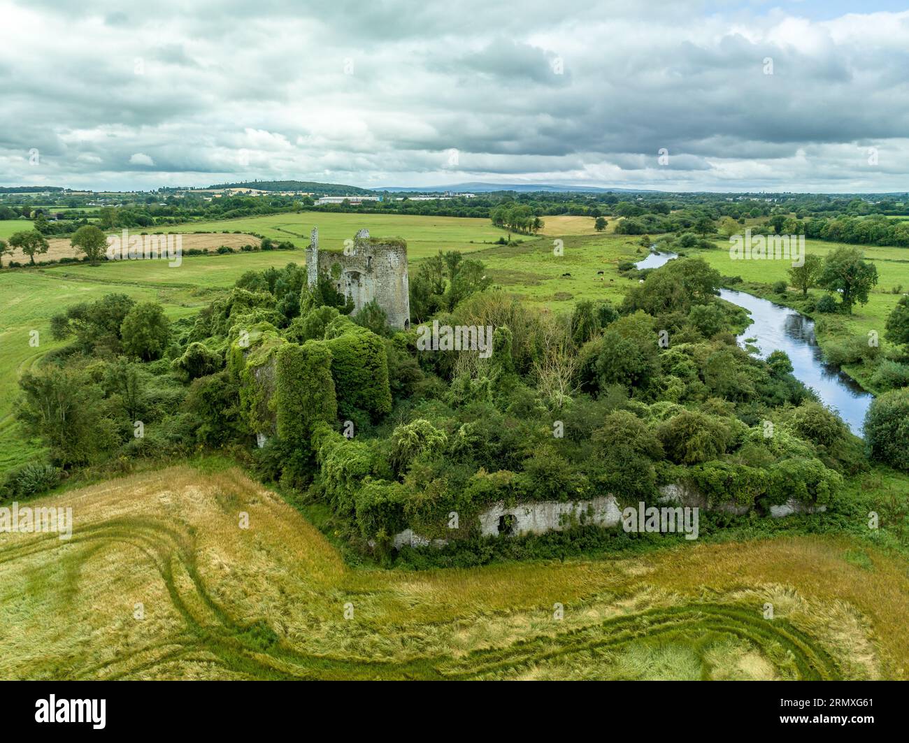 Aerial view of Lea Castle ruined medieval castle of the FitzGerald ...