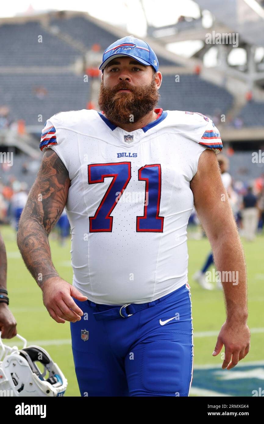 Buffalo Bills guard Ryan Bates (71) walks off the field following an ...