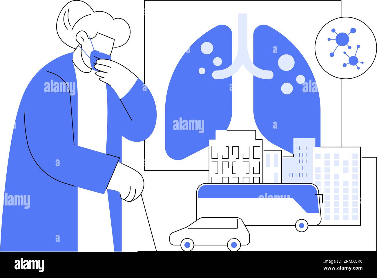 Pollution caused respiratory diseases abstract concept vector ...