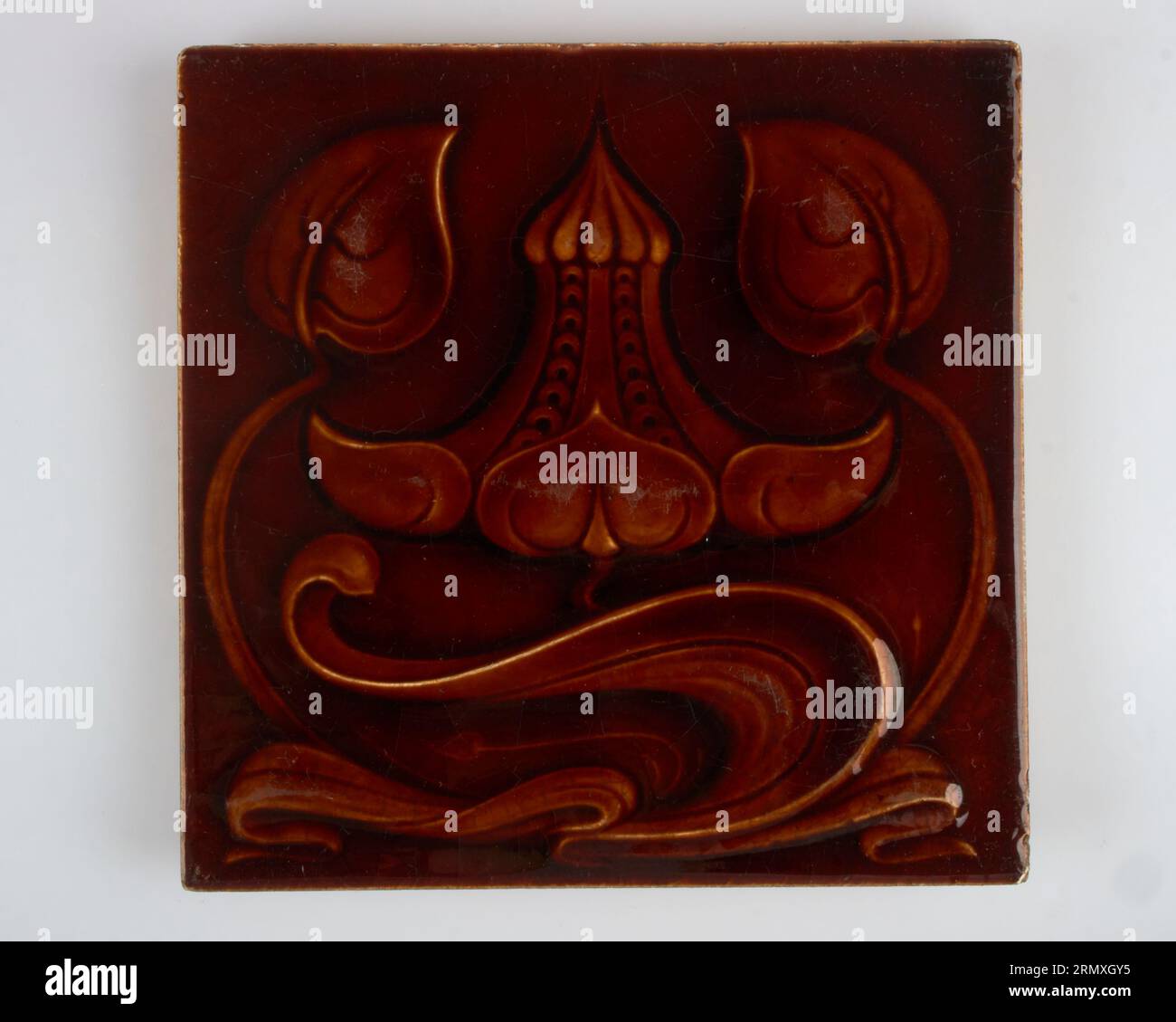 Antique 1900s Thomas Boote & Son Art Nouveau exotic brown flower ...