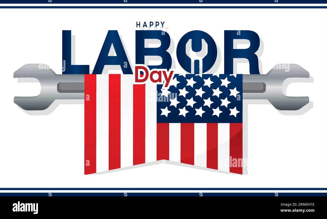 Colored labor day template with construction tools Vector illustration ...
