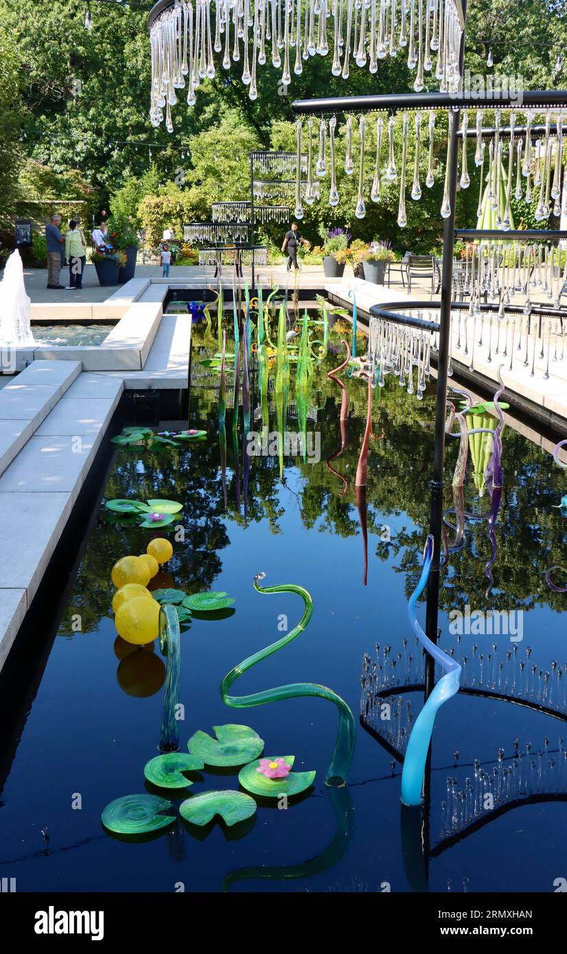 Large-scale glass-blown pieces by The Glass Asylum in the reflecting ...