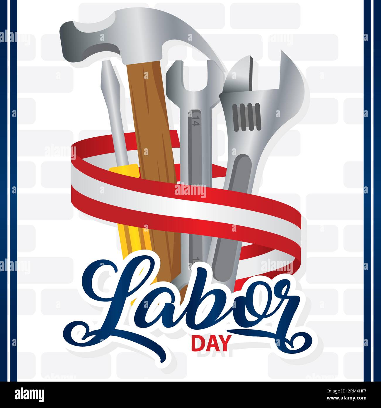 Colored labor day template with construction tools Vector illustration ...