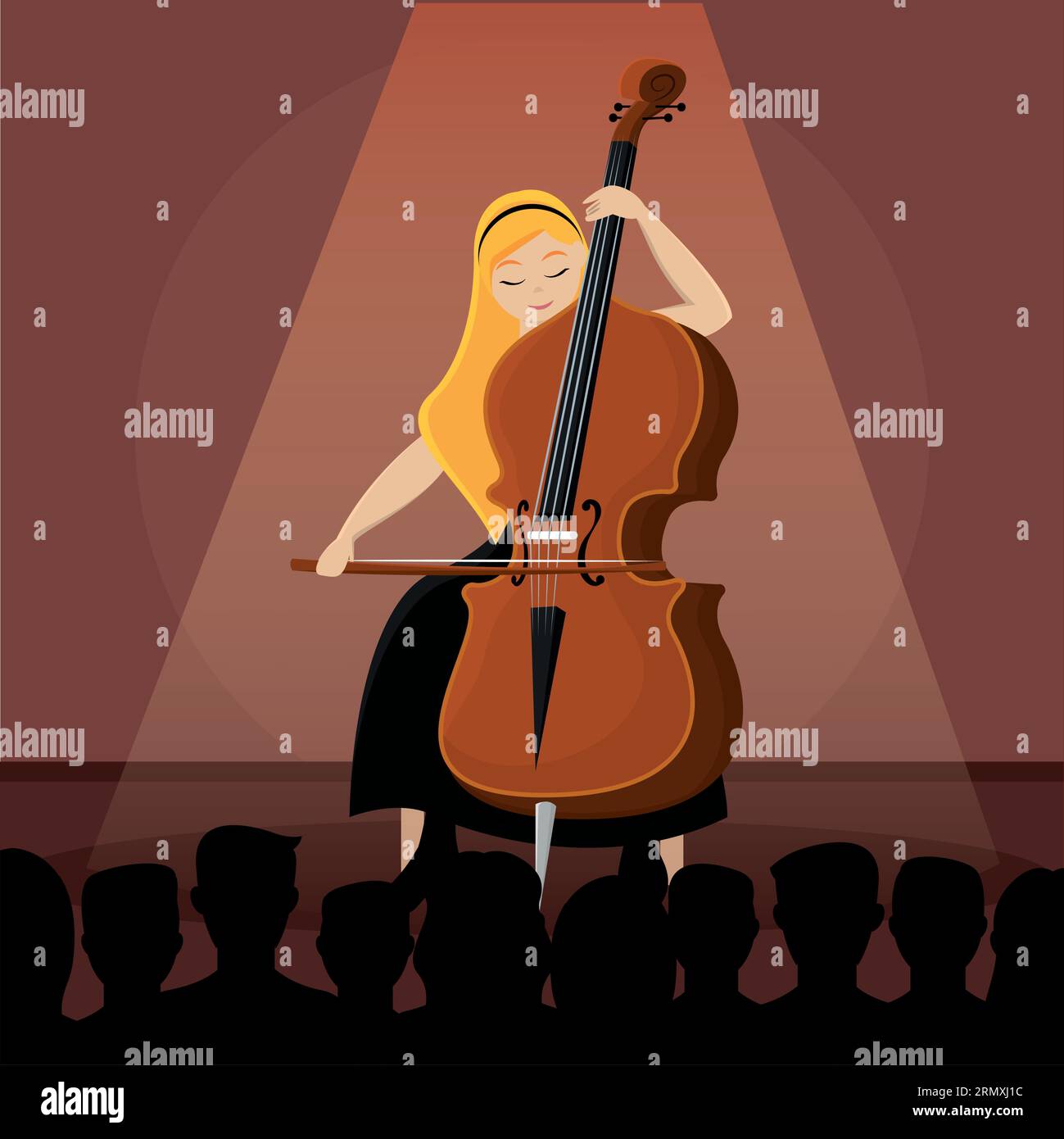 Girl character playing the cello Classic music concert Vector ...