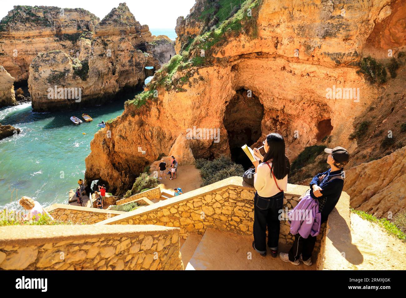Lagos, Algarve, Portugal- October 20, 2022: People visiting the Natural ...