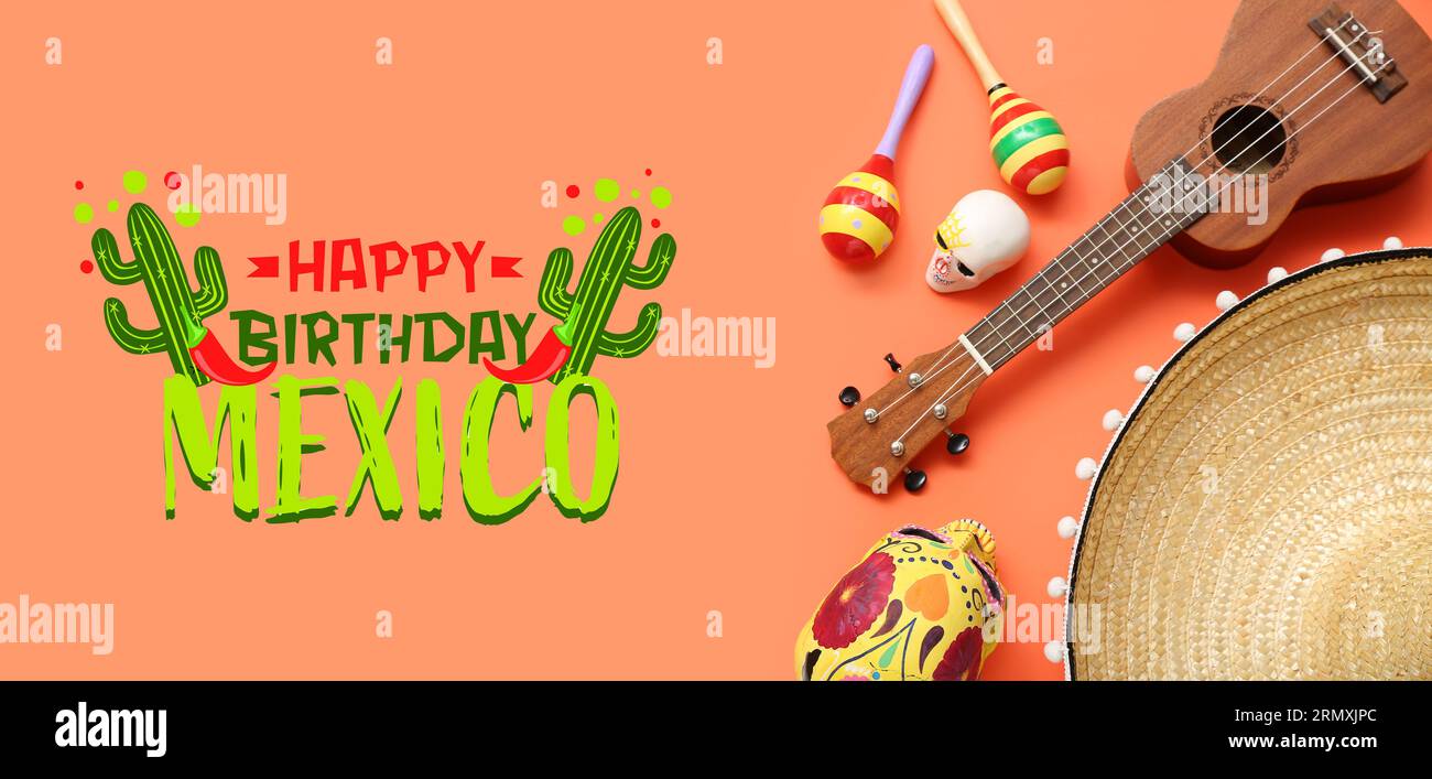 Greeting card for Independence day of Mexico with Mexican symbols Stock ...