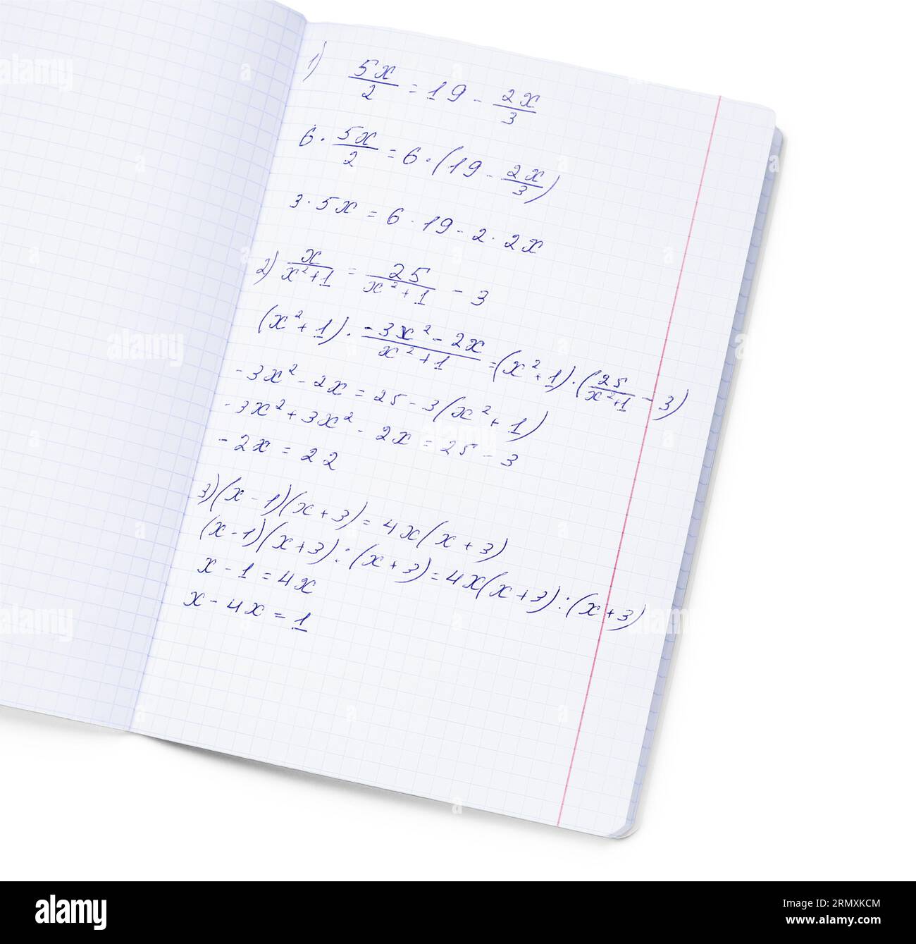 Copybook with maths formulas isolated on white background Stock Photo ...