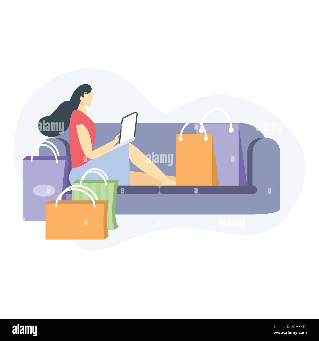 woman character buying something online illustration useable for both ...