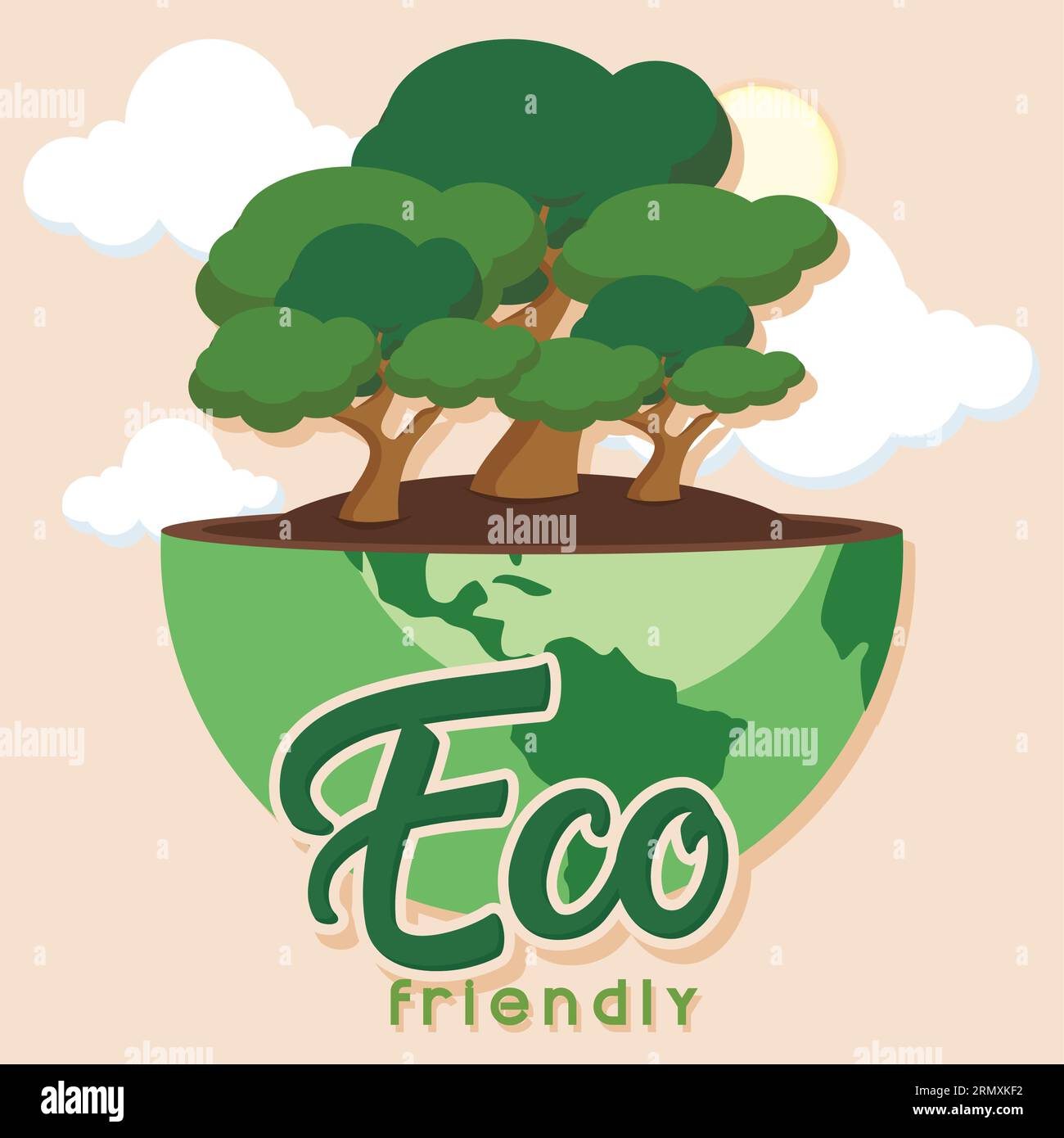 Half planet earth with trees and soil Eco Friendly Vector Stock Vector ...