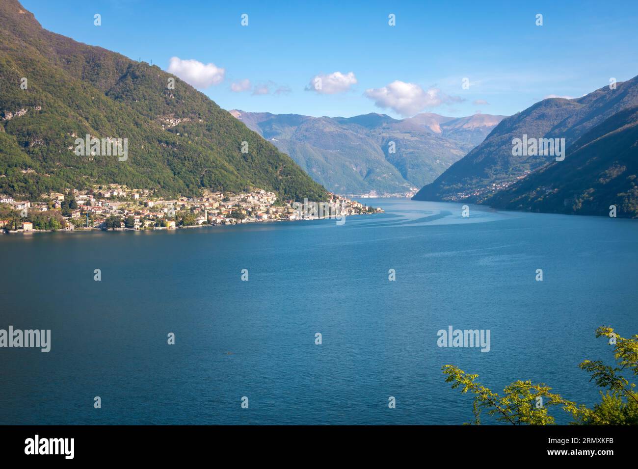 Scenic view of Lake Como, Italy and its southwestern branch looking ...