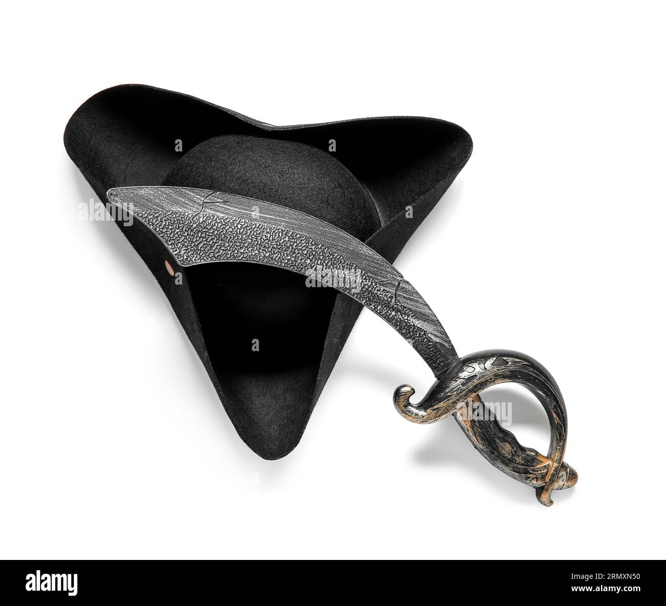 Pirate hat and sword isolated on white background Stock Photo - Alamy