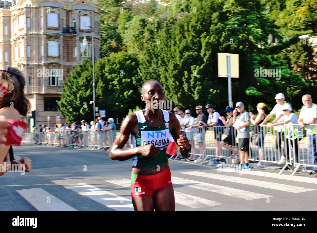 female Mexican runner at the WAC Budapest Marathon run event on urban ...
