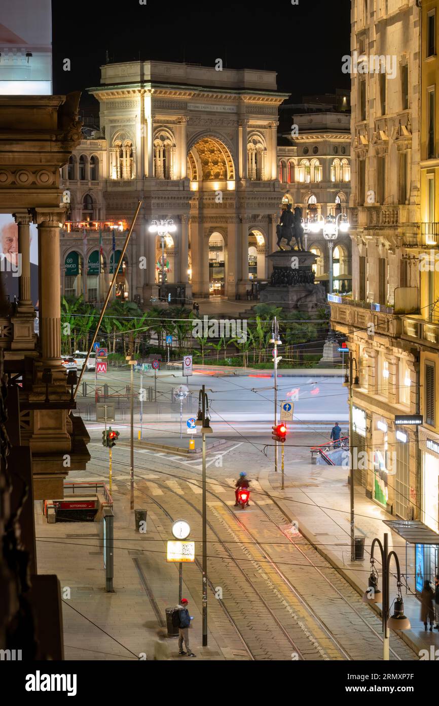 Long exposure view to Galleria Vittorio Emanuele II, Milan, Italy from ...