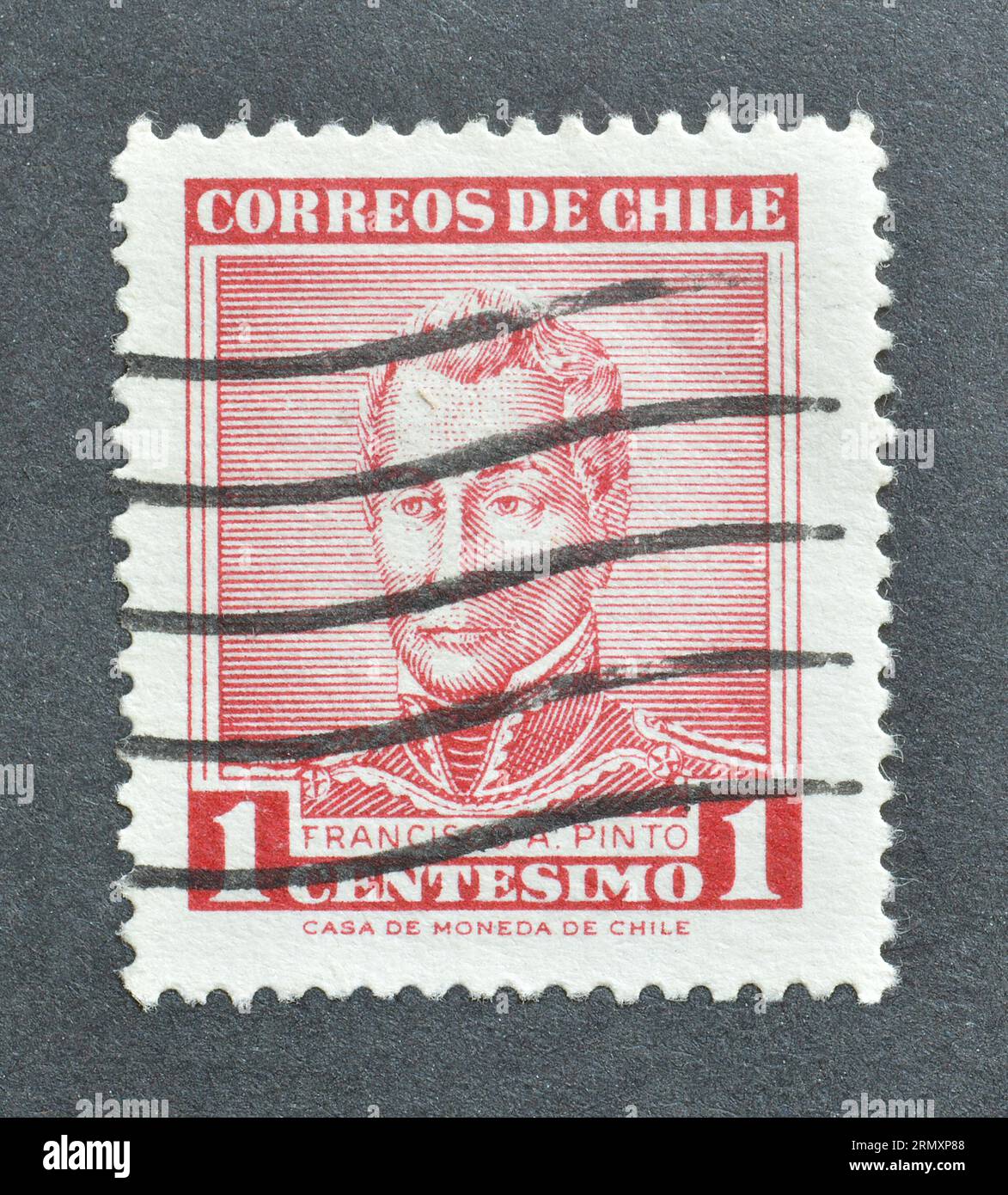 Cancelled postage stamp printed by Chile, that shows portrait of ...