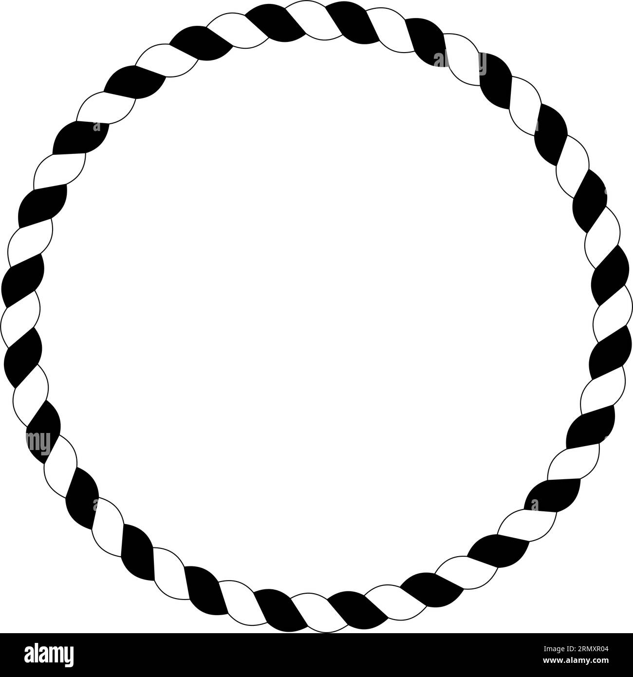 Cord or rope vector circle Symbol in black and white. Useable as frame ...