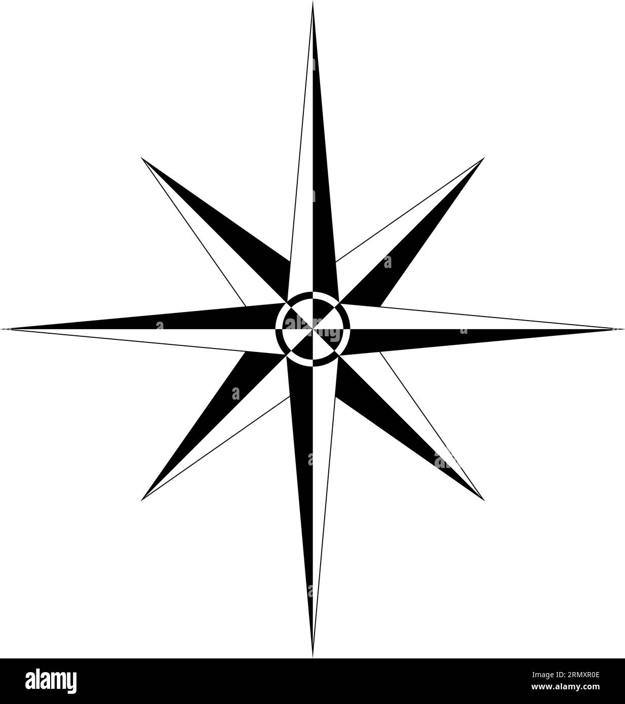 Wind rose or Compass rose vector with eight directions. Marine ...