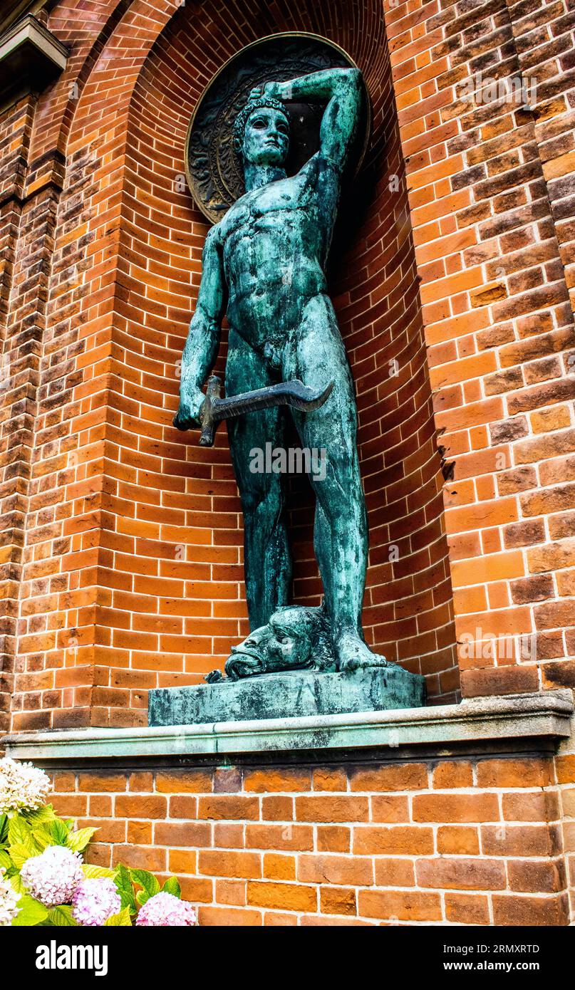 St George and the dragon. Sculpture by Alfred Frank Hardiman Stock ...