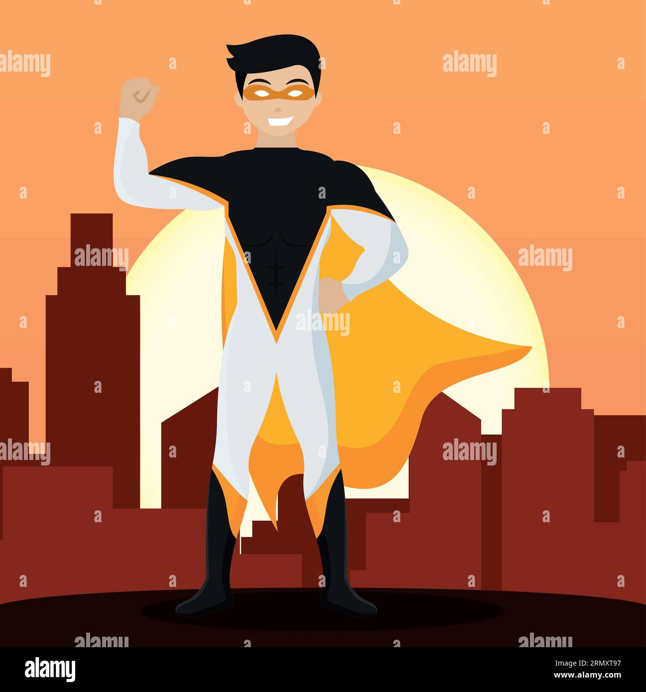 Male hero character on a city background Vector Stock Vector Image ...