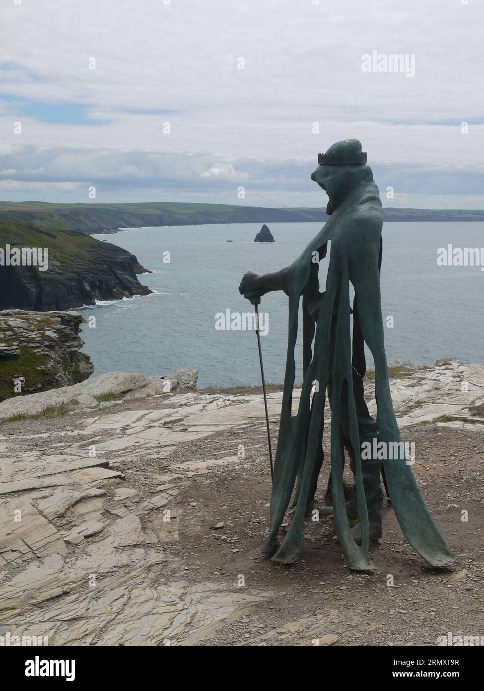 Tintagel, Cornwall, UK - July 1 2022: Statue of Gallos on Tintagel ...