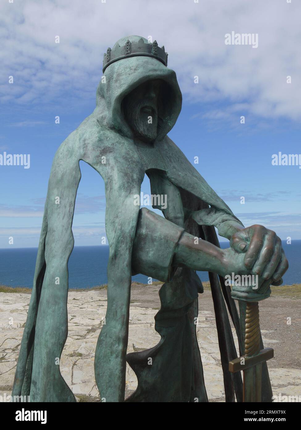 Tintagel, Cornwall, UK - July 1 2022: Statue of Gallos on Tintagel ...