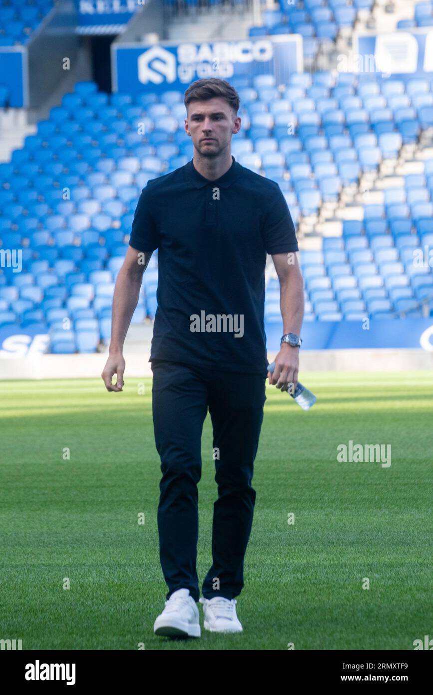 Donostia, Spain. 30th Aug, 2023. New Signing Kieran Tierney attends his ...