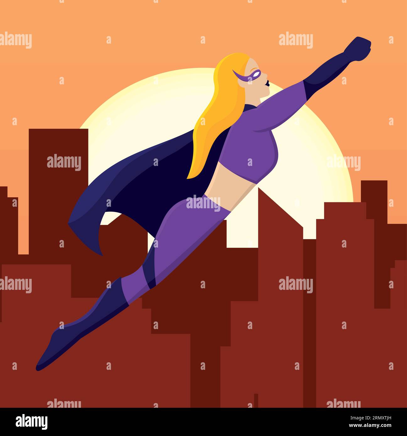 Female hero character on a city background Vector Stock Vector Image ...