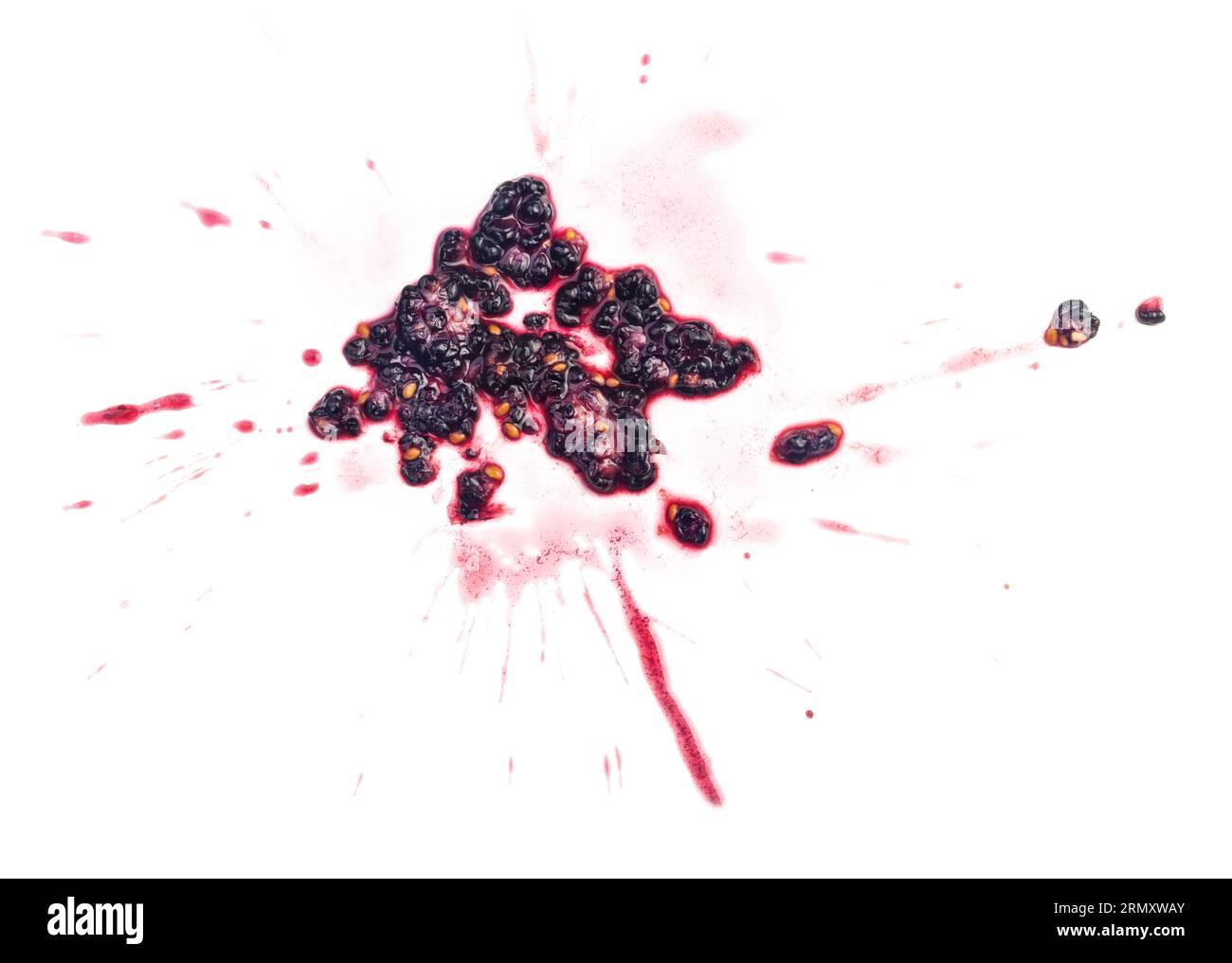 Smashed Mulberry isolated on white background Stock Photo - Alamy