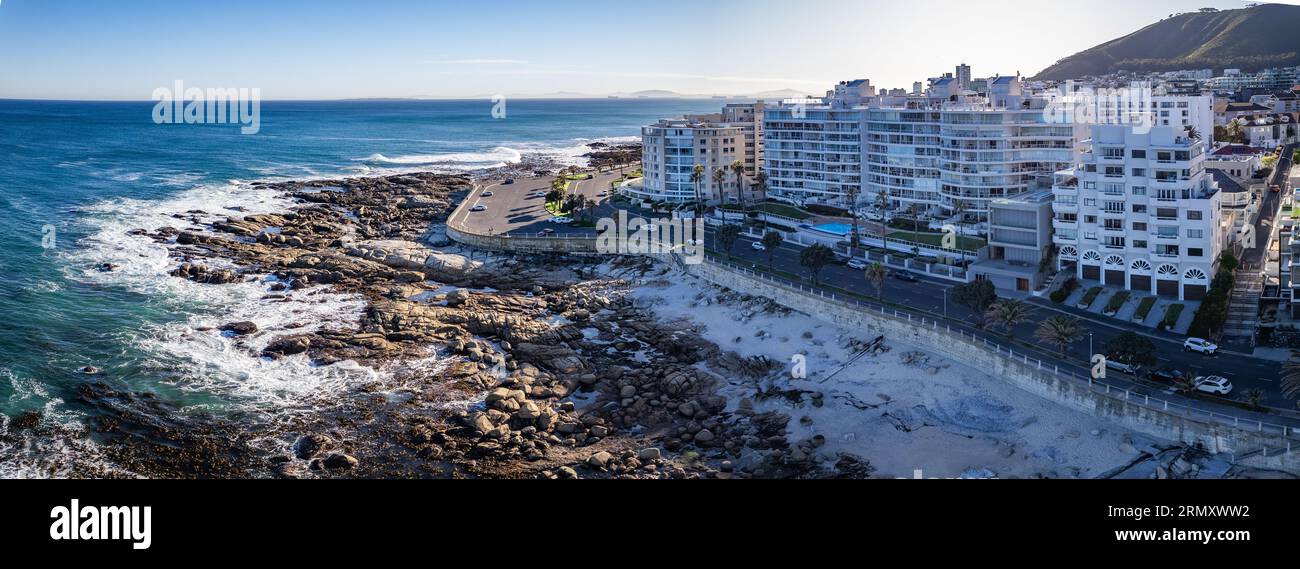 Aerial View of Sea Point and its tidal pool in Cape Town, western Cape ...
