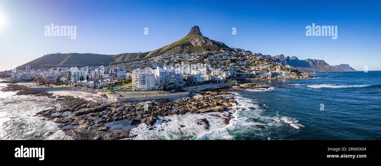 Aerial View of Sea Point and its tidal pool in Cape Town, western Cape ...