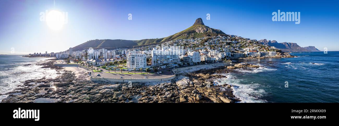 Aerial View of Sea Point and its tidal pool in Cape Town, western Cape ...