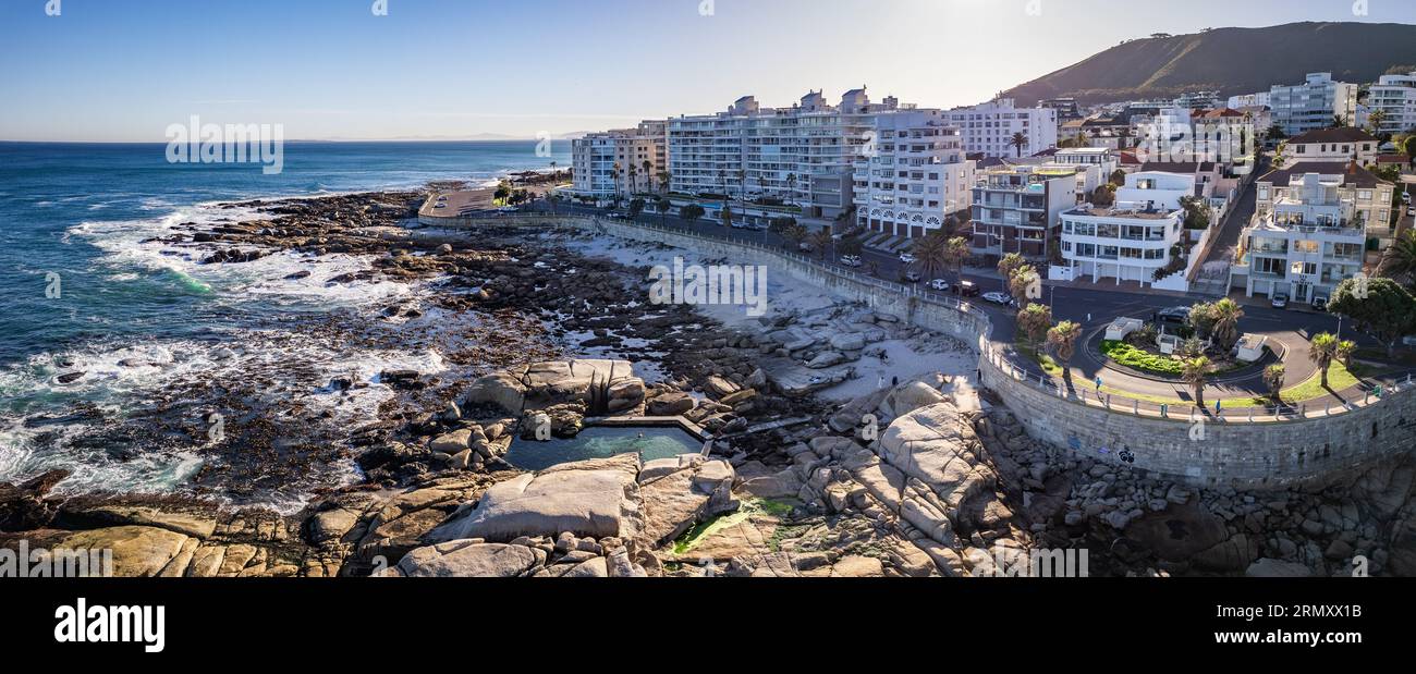 Aerial View of Sea Point and its tidal pool in Cape Town, western Cape ...