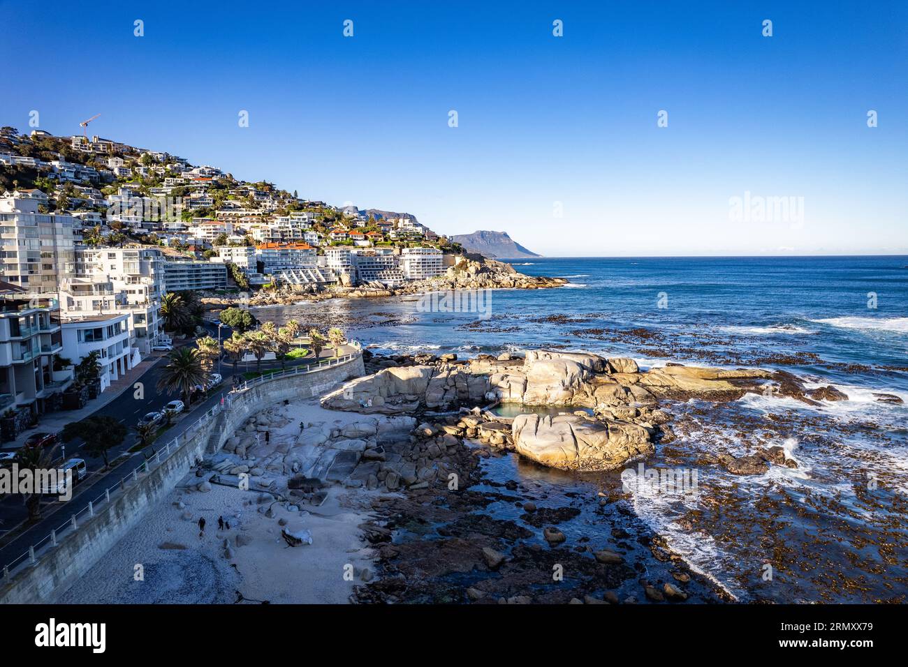 Aerial View of Sea Point and its tidal pool in Cape Town, western Cape ...