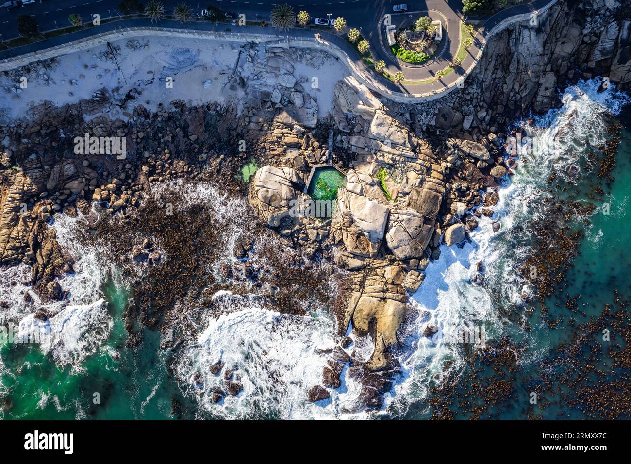 Aerial View of Sea Point and its tidal pool in Cape Town, western Cape ...