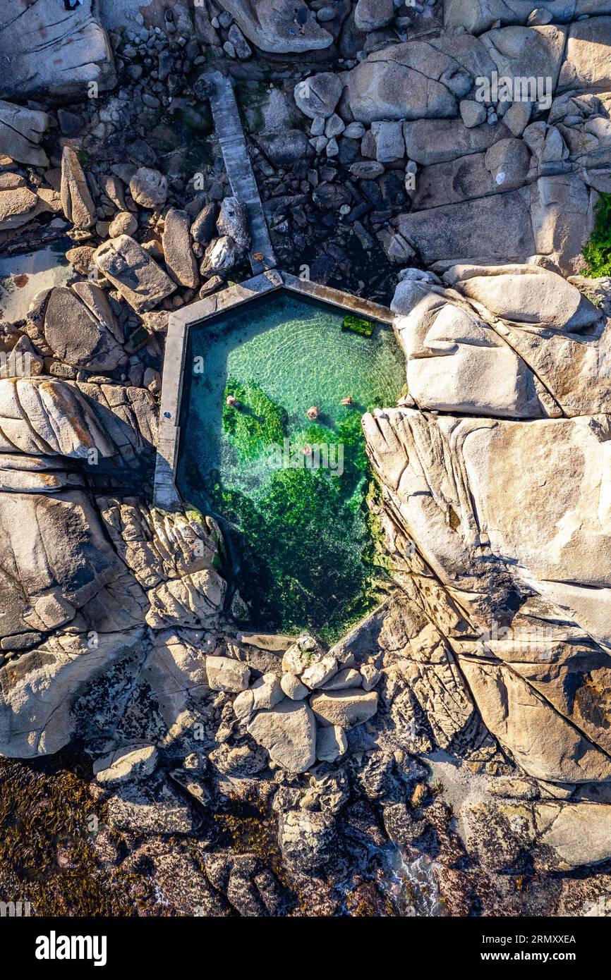 Aerial View of Sea Point and its tidal pool in Cape Town, western Cape ...